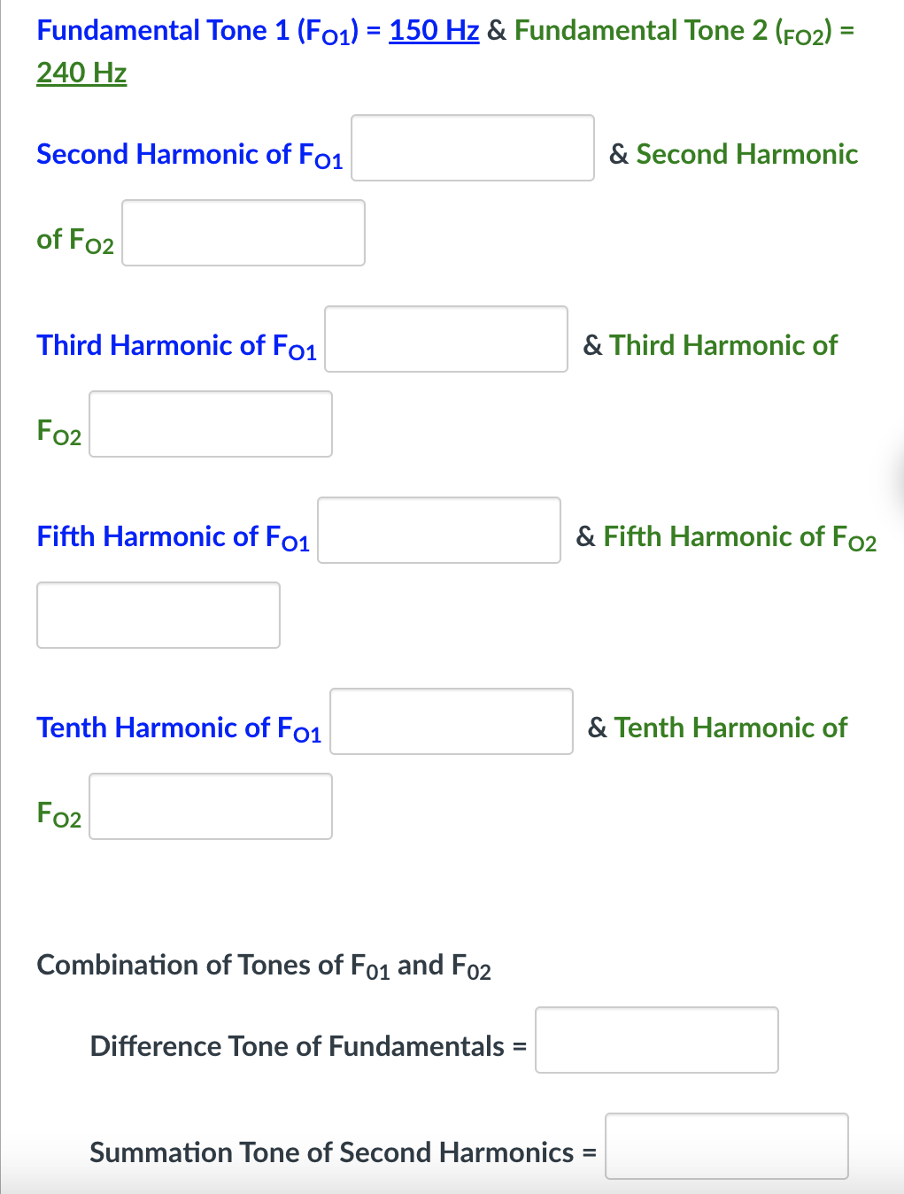 Solved Fundamental Tone 1( FO1)=150 Hz& \& Fundamental Tone | Chegg.com
