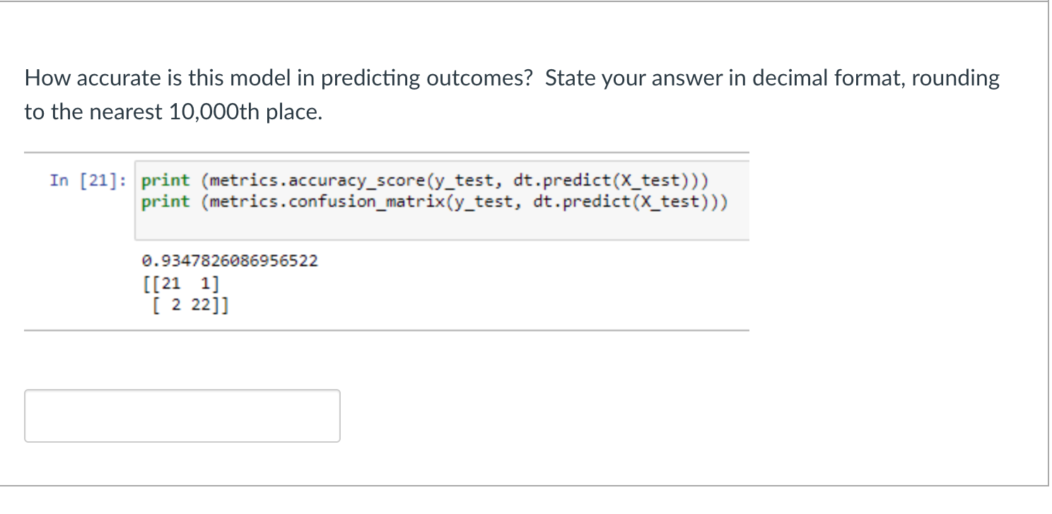 Solved How accurate is this model in predicting outcomes? | Chegg.com