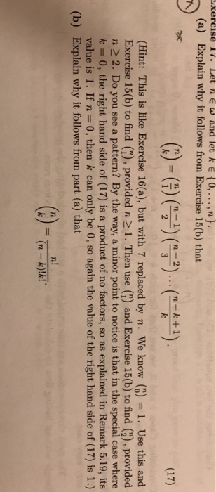 Solved xercise 17. Let ne w and let ket0,... ,n) (a) Explain | Chegg.com Solved xercise 17. Let ne w and let ket0,... ,n) (a) Explain | Chegg.com