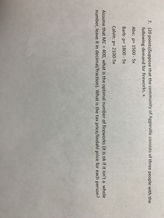 Solved 7. (20 points)Suppose that the community of | Chegg.com