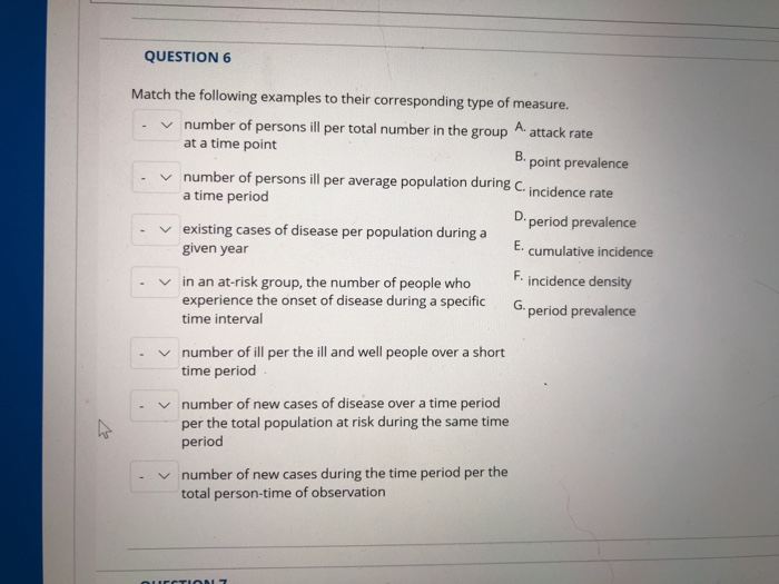 Solved QUESTION 6 Match the following examples to their | Chegg.com