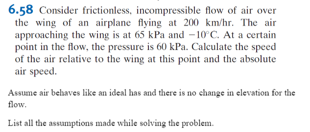 Solved 6.58 Consider frictionless, incompressible flow of | Chegg.com