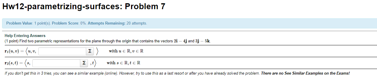 Solved Hw12-parametrizing-surfaces: Problem 6 Problem Value: | Chegg.com
