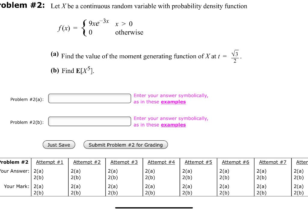 Solved -oblem #2: Let X be a continuous random variable with | Chegg.com