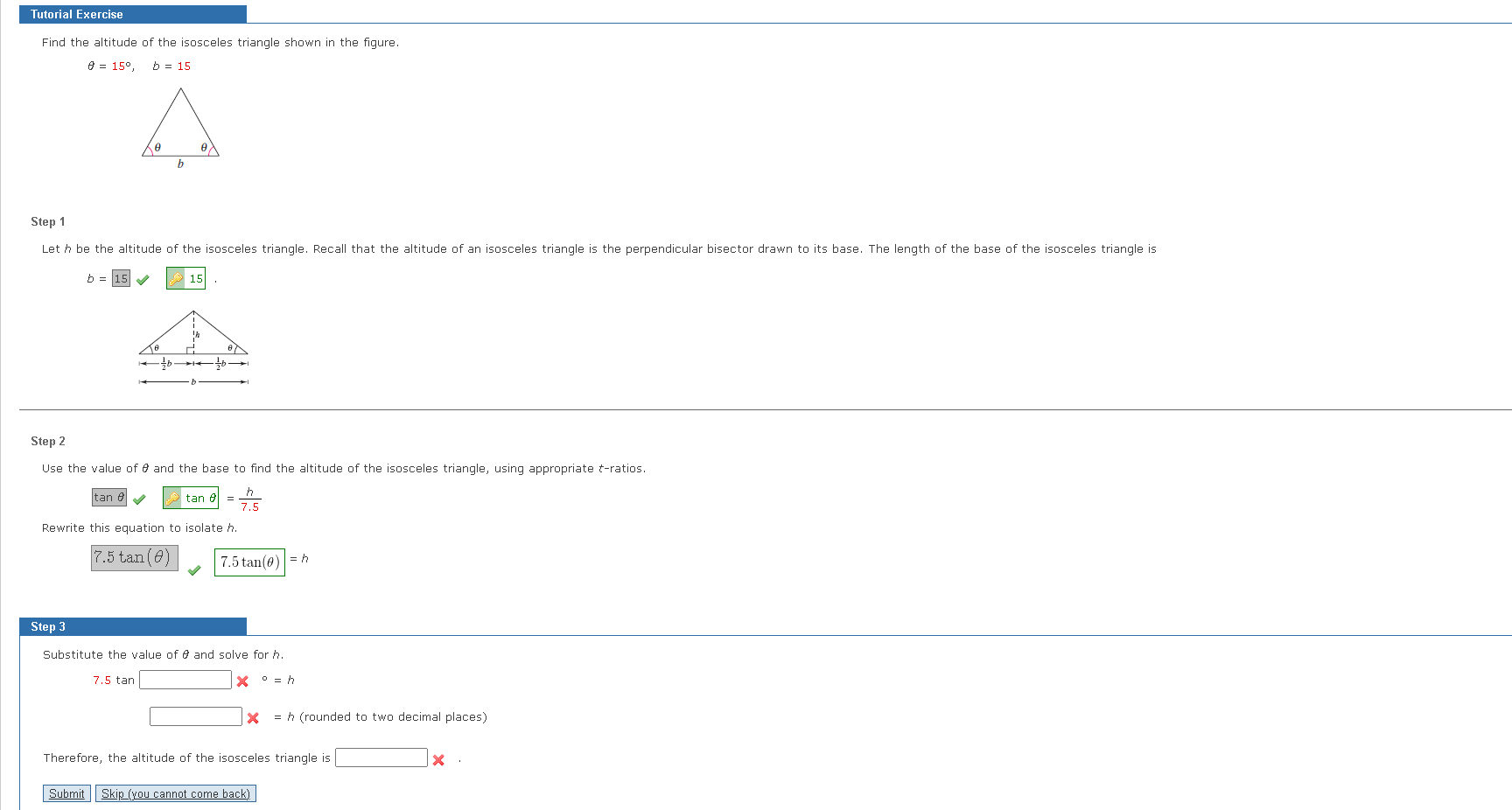 Solved Please fill in blanks. Find the altitude of the | Chegg.com