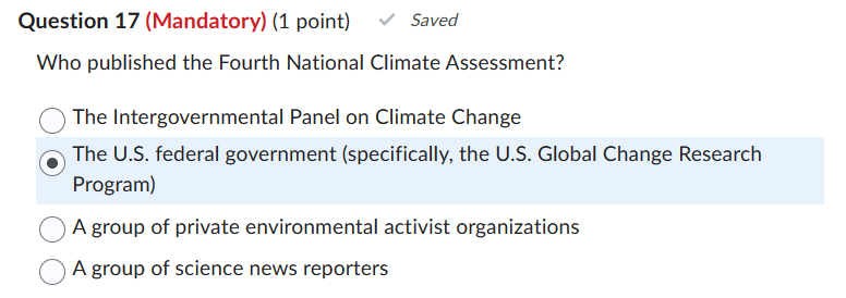Solved Who published the Fourth National Climate Assessment? | Chegg.com