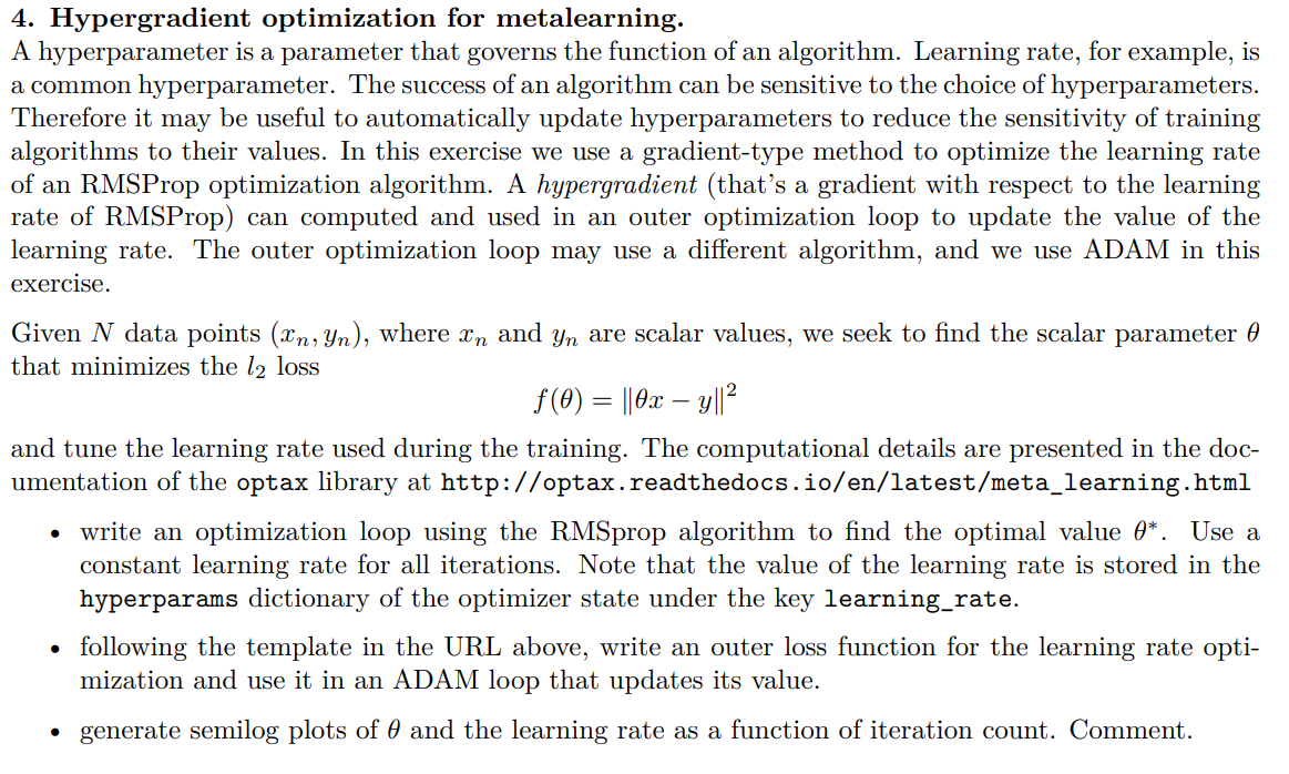 4. Hypergradient optimization for metalearning. A | Chegg.com