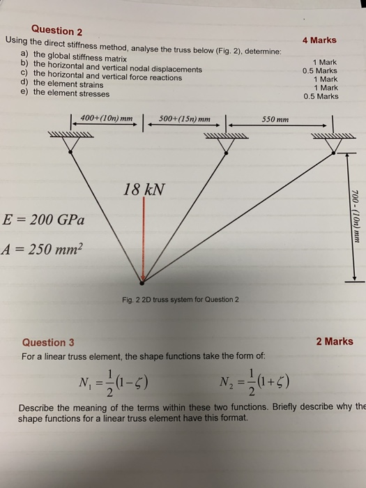 Solved Question 2 4 Marks Using the direct stiffness method, | Chegg.com