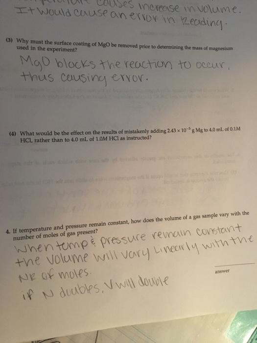 Solved turorr causes norease w volume. would cause an erov | Chegg.com
