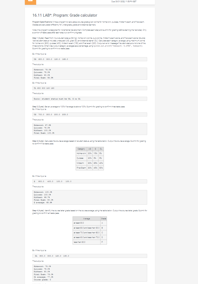 Solved Dus 02/01/2022. 11:50 PM EST 16.11 LAB*: Program: | Chegg.com