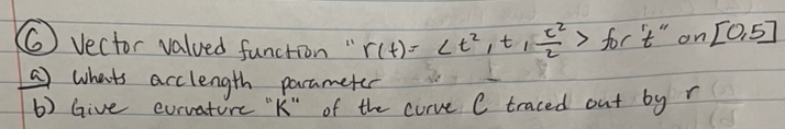 Solved (6) Vector valued function " r(t)= t2,t,2t2 for t " | Chegg.com