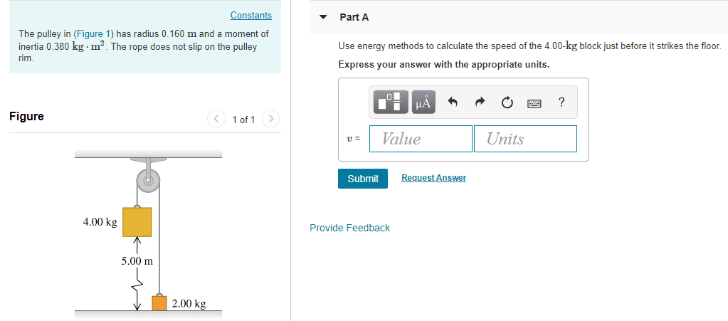 Solved Constants Part A The pulley in (Figure 1) has radius | Chegg.com