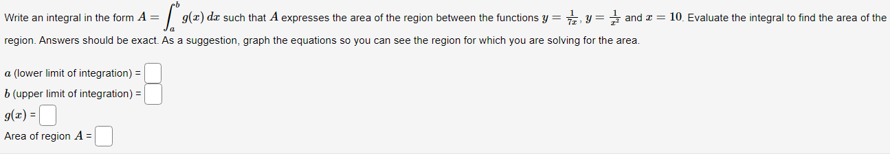 Solved Write an integral in the form A=∫abg(x)dx such that A | Chegg.com