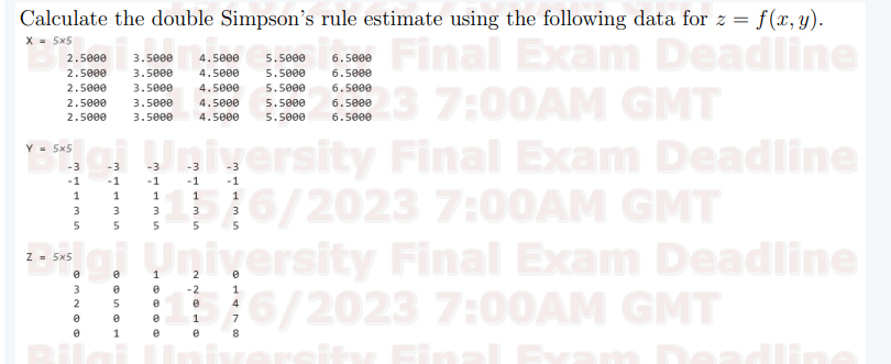Solved Calculate the double Simpson's rule estimate using | Chegg.com