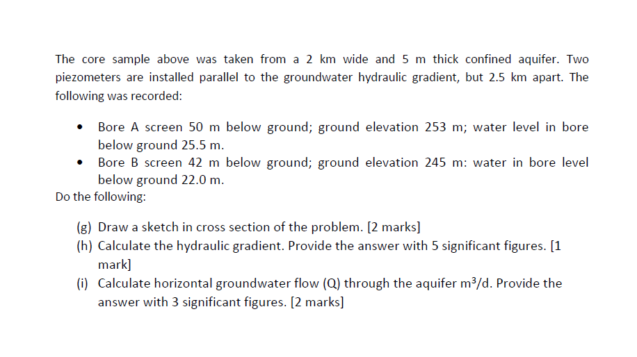 Solved The core sample above was taken from a 2 km wide and | Chegg.com