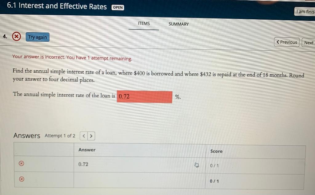 Solved Find the annual simple interest rate of a loan, where | Chegg.com