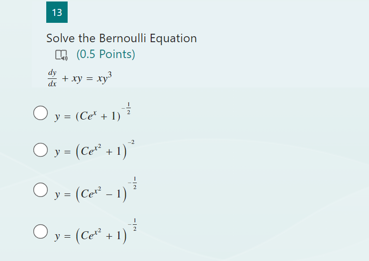 Solved Solve the Bernoulli Equation [4.) (0.5 Points) | Chegg.com