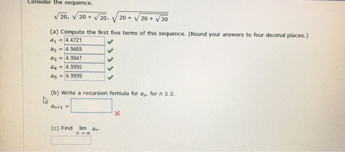 Solved Consider the sequence. Squareroot 20, Squareroot 20 | Chegg.com