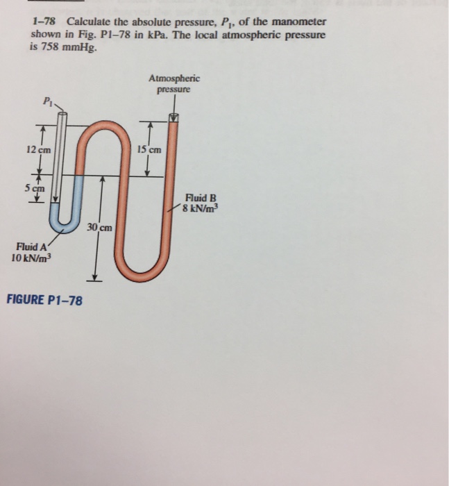 Solved Calculate the absolute pressure, P_1, of the | Chegg.com Solved Calculate the absolute pressure, P_1, of the | Chegg.com