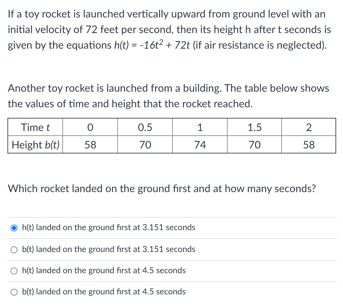 Solved If a toy rocket is launched vertically upward from | Chegg.com