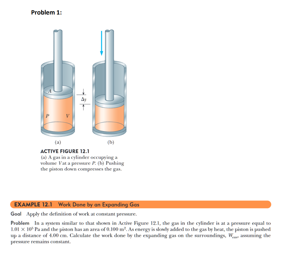Solved Problem 1: ACTIVE FIGURE 12.1 (a) A gas in a cylinder | Chegg.com
