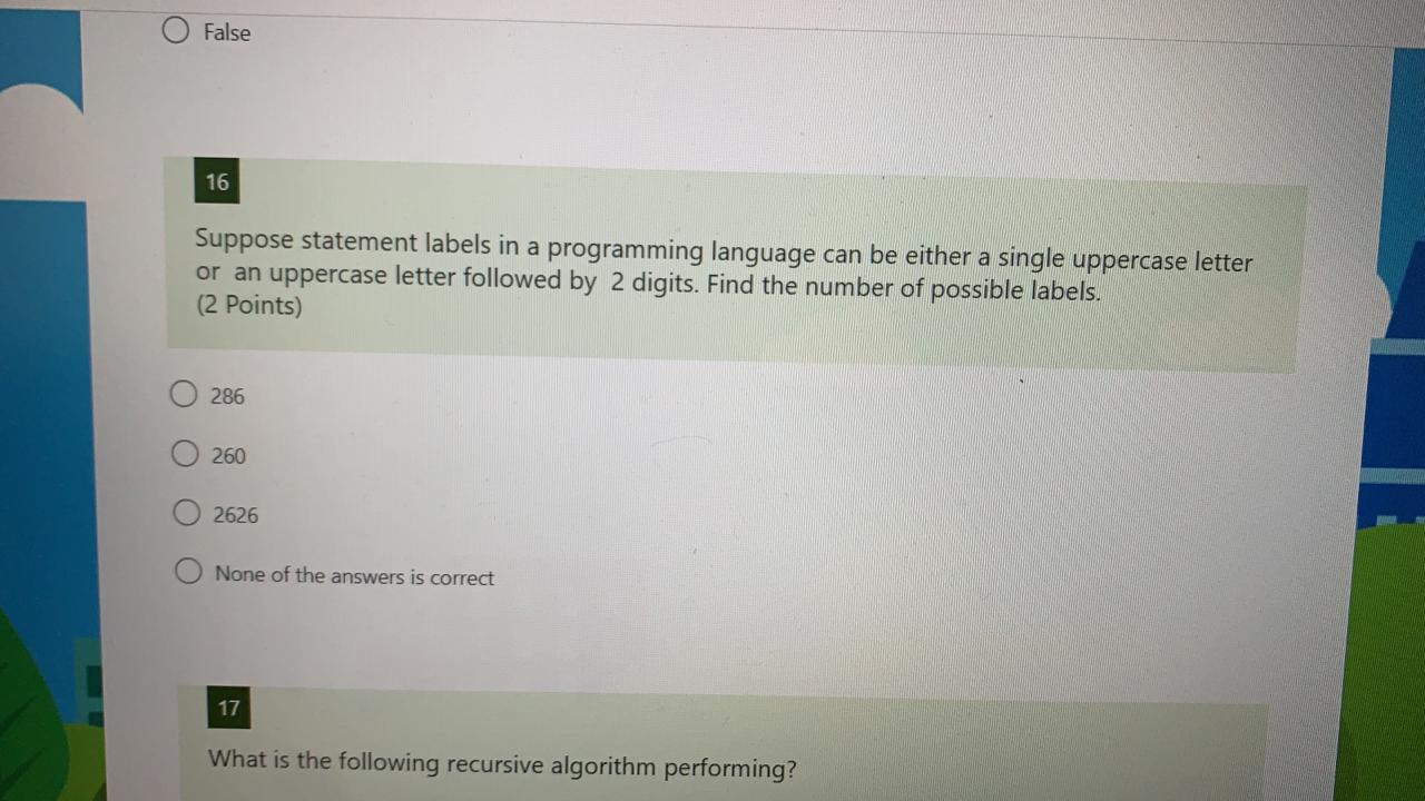 Solved O False 16 Suppose Statement Labels In A Programming 8678