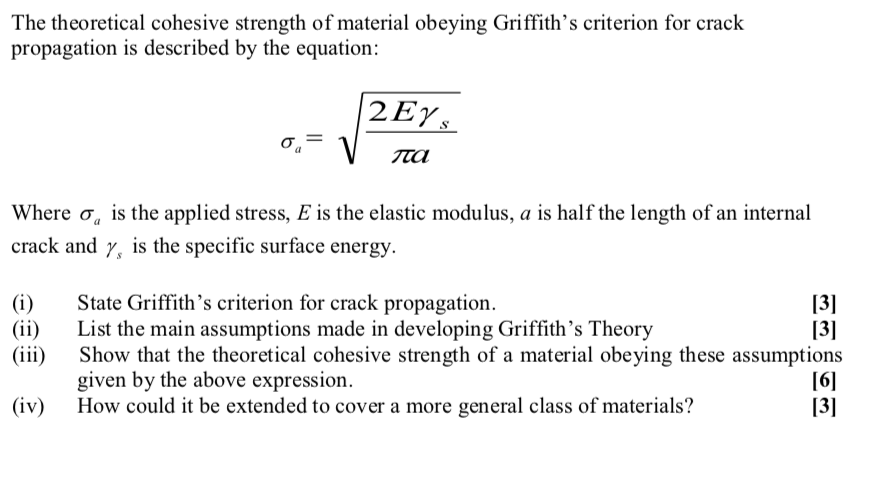 Solved The theoretical cohesive strength of material obeying | Chegg.com