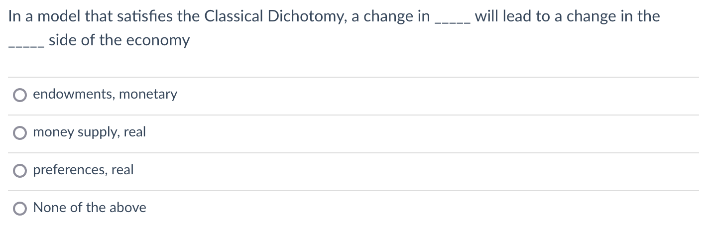 Solved In a model that satisfies the Classical Dichotomy, a | Chegg.com