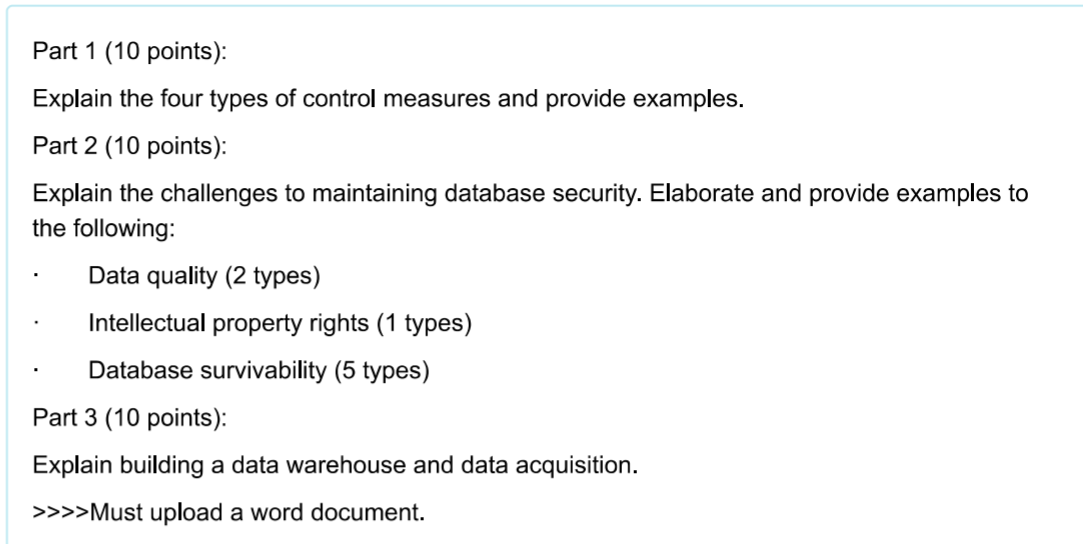 Solved Part 1 (10 points): Explain the four types of control | Chegg.com