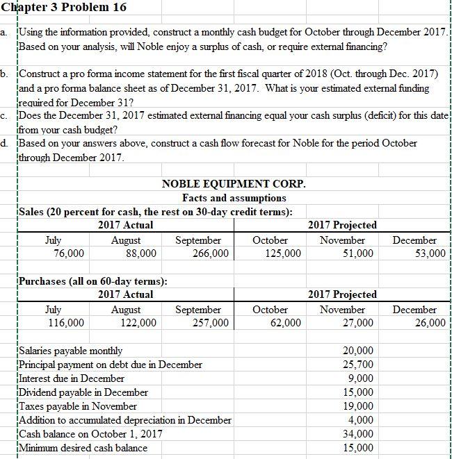 Chapter 3 Problem 16 a. Using the information | Chegg.com