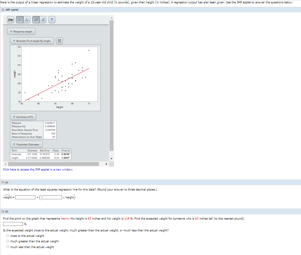 Solved Click here to access the JMP applet in a new window. | Chegg.com
