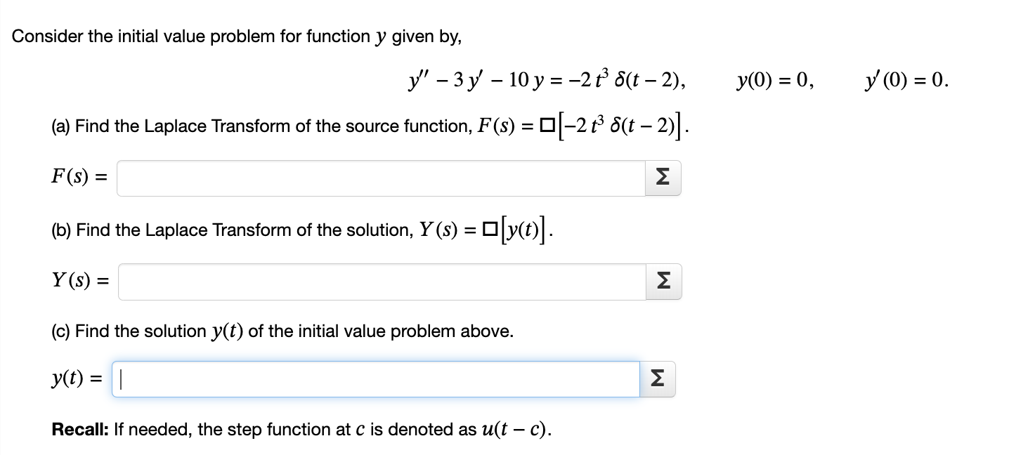 Solved Consider the initial value problem for function y | Chegg.com