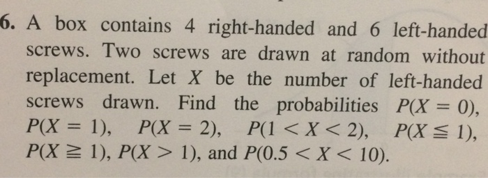 Solved A box contains 4 right-handed and 6 left-handed | Chegg.com