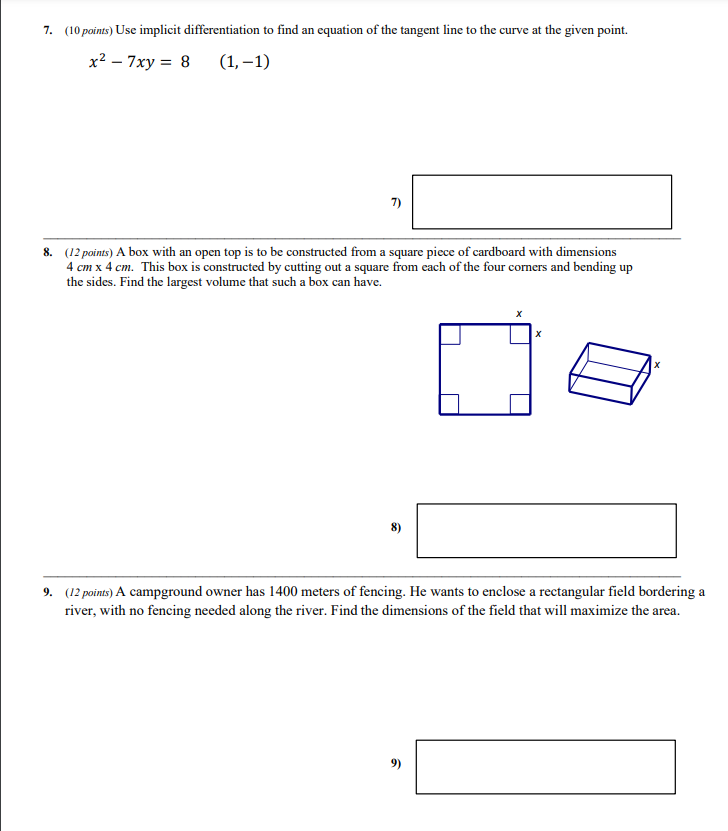 Solved 7. (10 points) Use implicit differentiation to find | Chegg.com