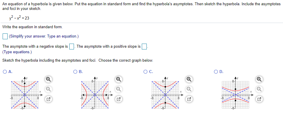 Solved An equation of a hyperbola is given below. Put the | Chegg.com