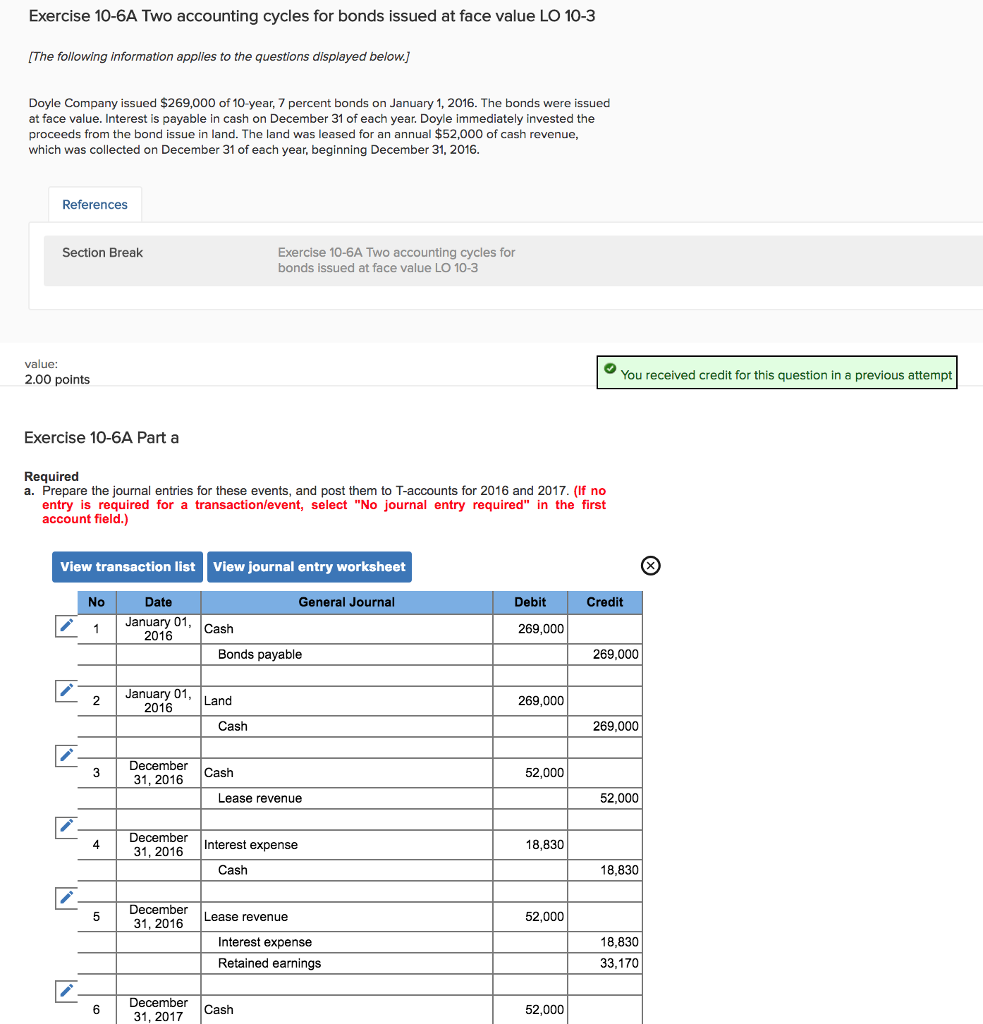 Solved Exercise 10-6A Two accounting cycles for bonds issued | Chegg.com