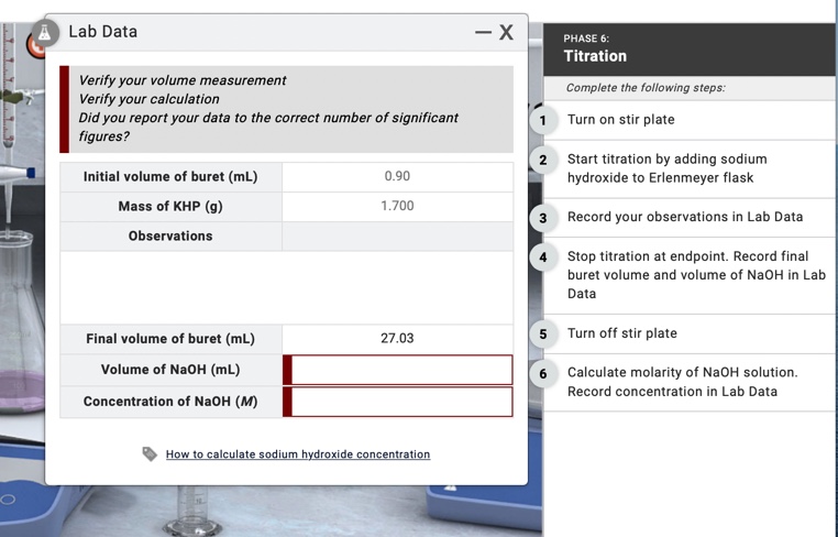 Solved Lab Data Verify your volume measurement Verify your | Chegg.com