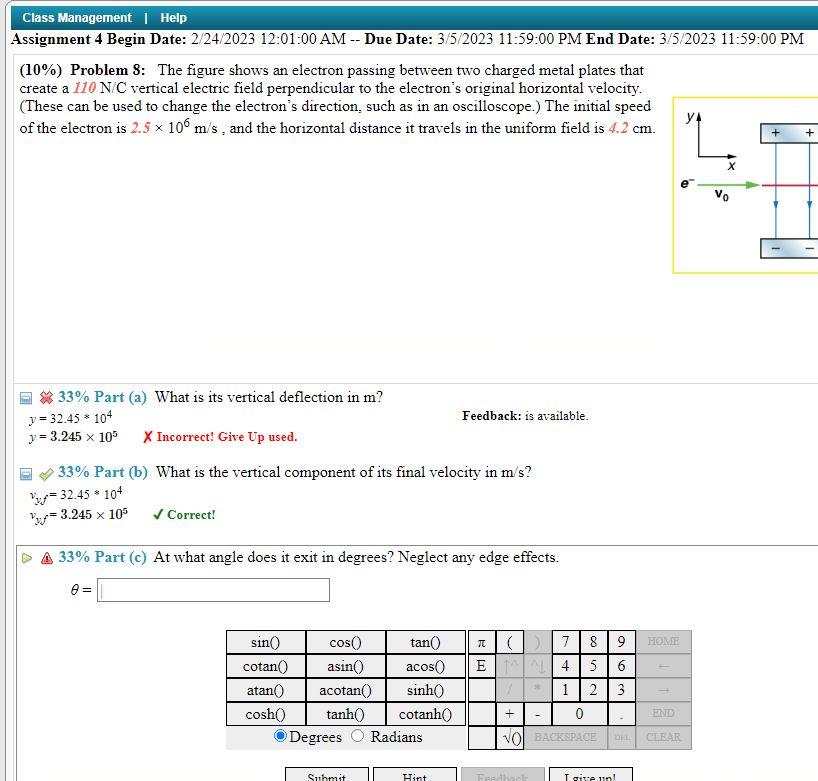 Solved (10\%) Problem 8: The figure shows an electron | Chegg.com
