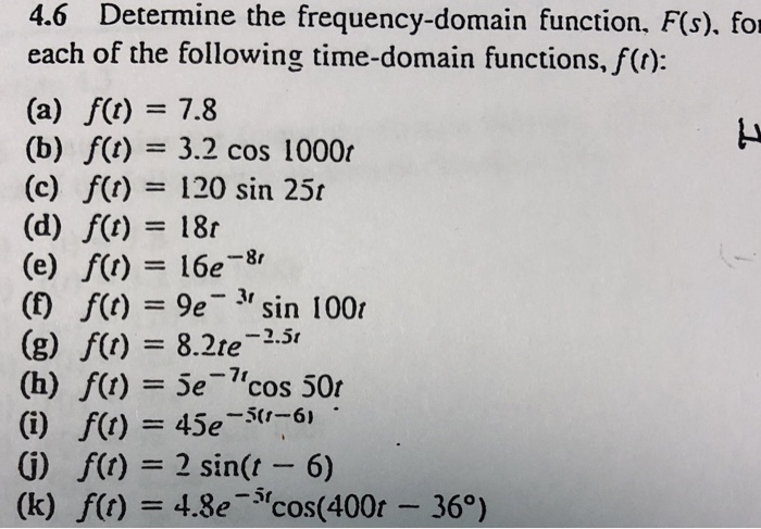 Solved 4.6 Determine the frequency-domain function, F(s). | Chegg.com
