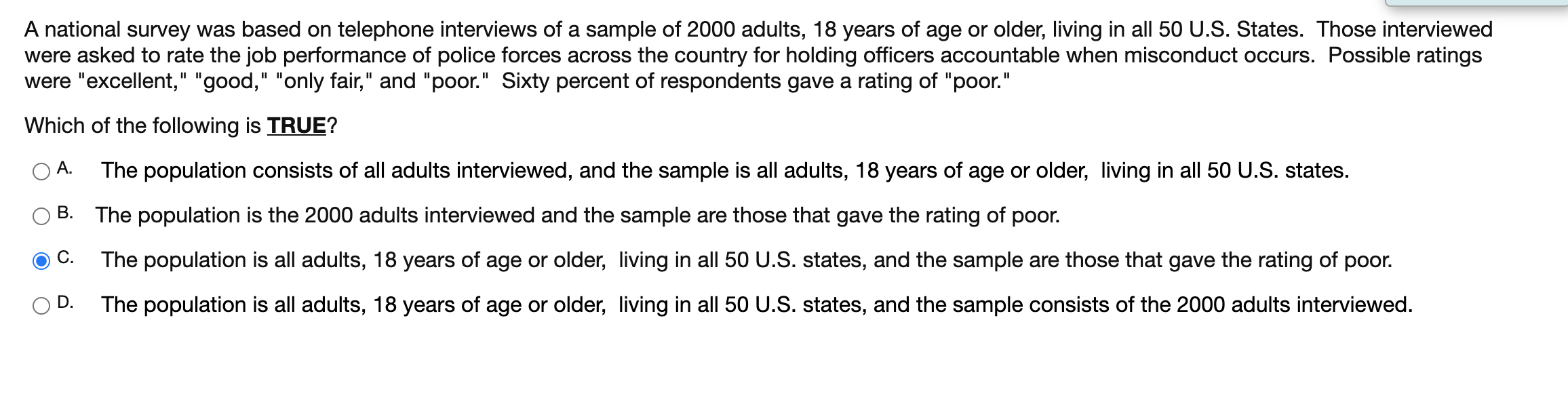 Solved A national survey was based on telephone interviews | Chegg.com