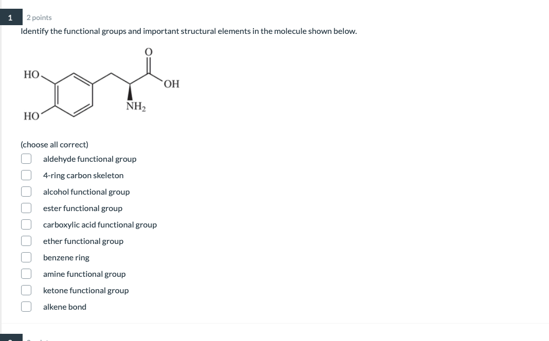 Solved 1 2 points Identify the functional groups and | Chegg.com
