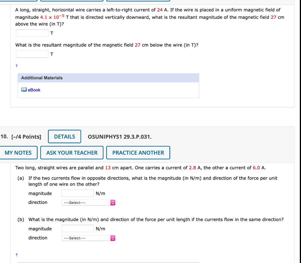 Solved A long, straight, horizontal wire carries a | Chegg.com