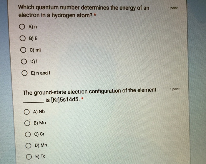 Solved The lowest orbital energy is reached when the number | Chegg.com