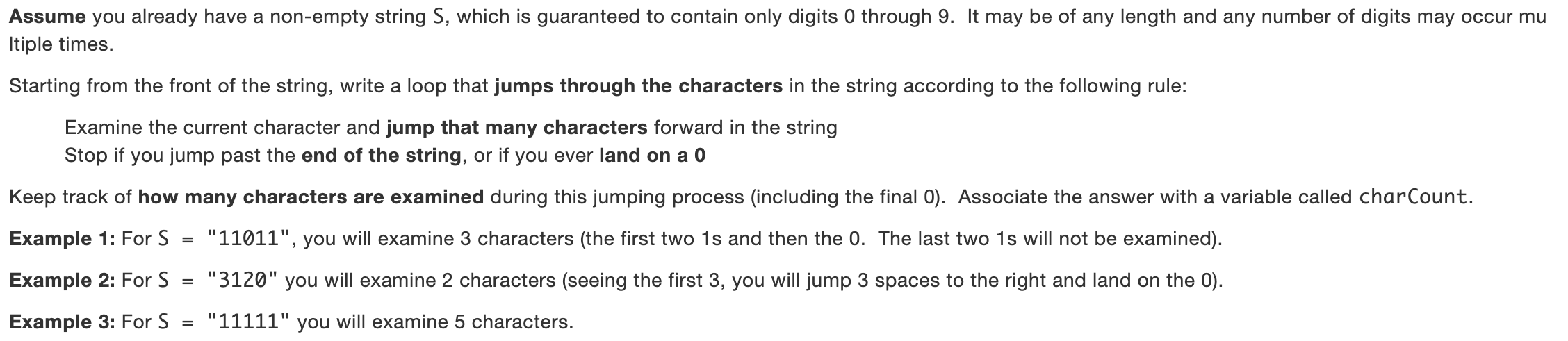 Solved Assume you already have a non-empty string S, which | Chegg.com