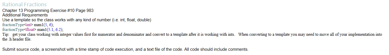 Rational Fractions Chapter 13 Programming Exercise | Chegg.com