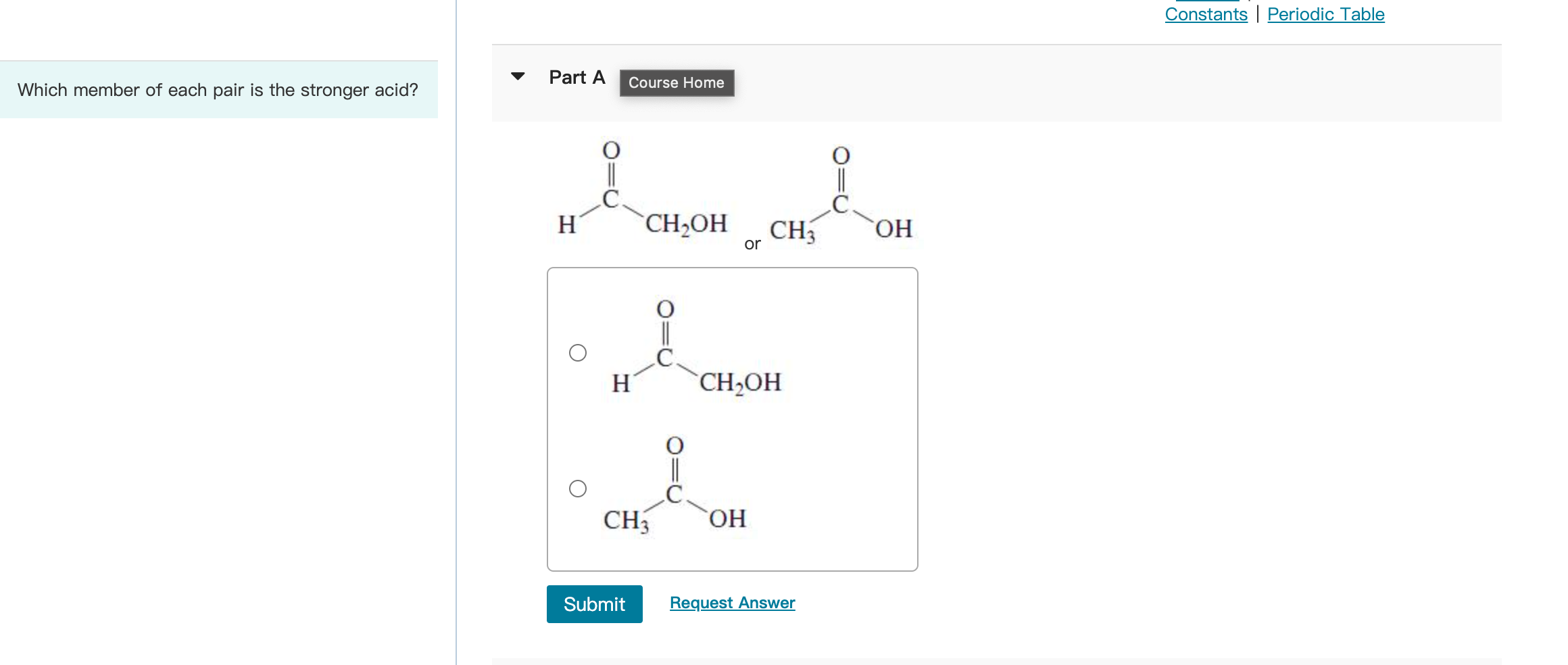 Solved Which member of each pair is the stronger | Chegg.com