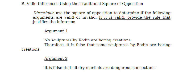 Solved B. Valid Inferences Using the Traditional Square of | Chegg.com