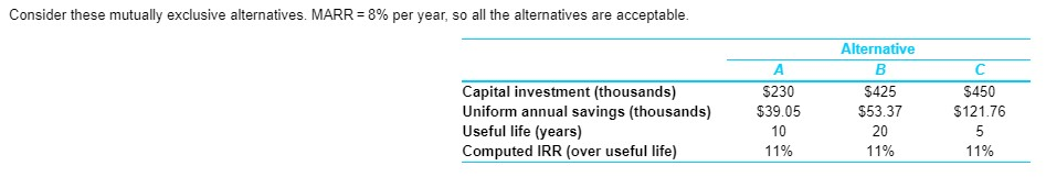 At the end of their useful lives, alternatives A and | Chegg.com