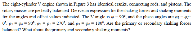 Solved The eight-cylinder V engine shown in Figure 3 has | Chegg.com