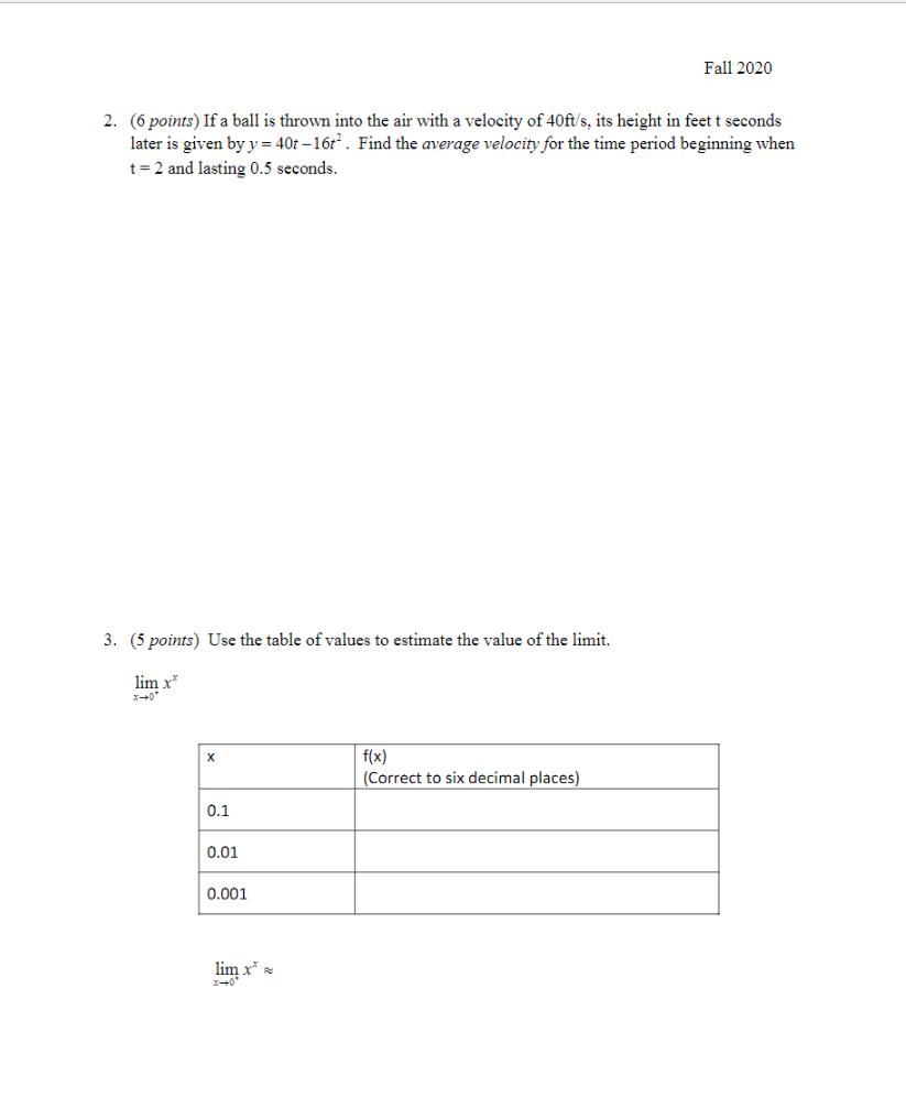 Solved 2. (6 points) If a ball is thrown into the air with a | Chegg.com